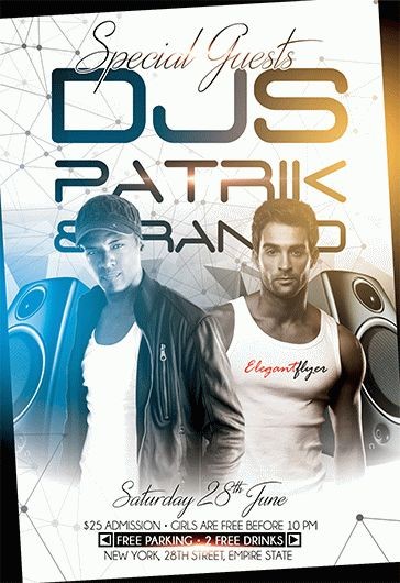 White Glow Special Guests DJs Free Flyer Template PSD | by Elegantflyer