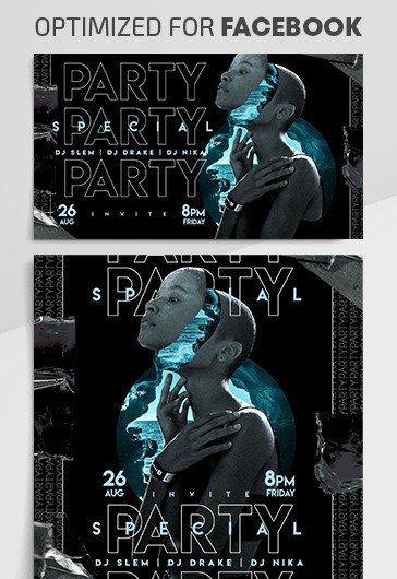 Black Creative Special Party Facebook Premium Social Media Template PSD