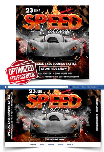 Gray Simple Speed Racing Youtube Premium Social Media Template PSD | by ...