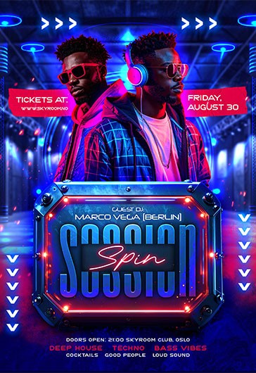 Purple Glow DJ Booking Premium Flyer Template PSD | by Elegantflyer