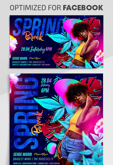 Yellow Colorful Spring Break Premium Social Media Template PSD | by ...