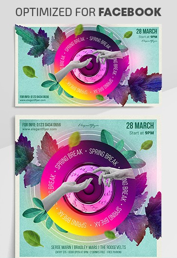 Green Floral & Plants Spring Break Facebook Premium Social Media ...