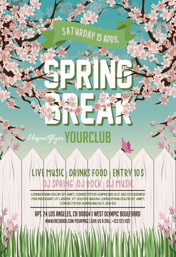 Plantilla de folleto para el descanso de primavera con flores ...