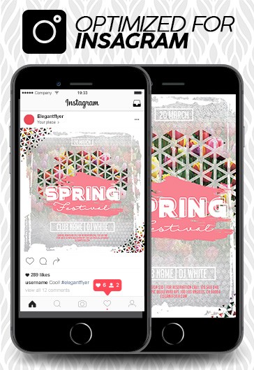 Pink Floral & Plants Spring Break Instagram Free Social Media Template PSD