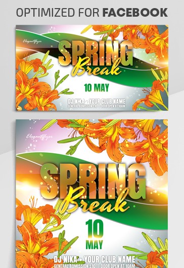 Yellow Floral & Plants Spring Break Party Facebook Free Social Media ...