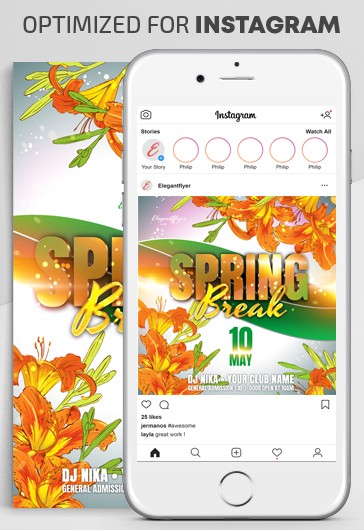 White Floral & Plants Spring Break Party Instagram Free Social Media ...