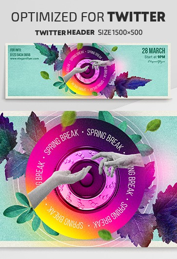 Green Floral & Plants Spring Break Twitter Premium Social Media ...