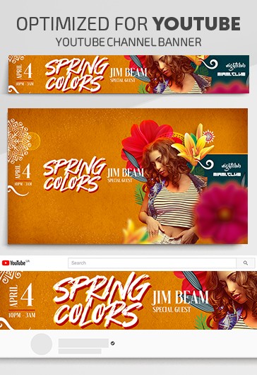 Spring Colors Party - Youtube Channel banner PSD Template - 10026360 ...