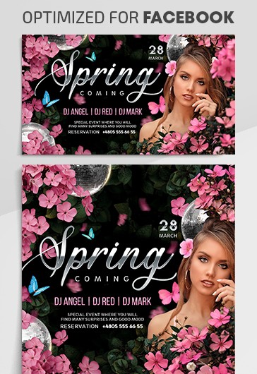 Black Floral & Plants Spring is Coming Facebook Premium Social Media ...