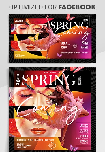 Spring Coming - Free Facebook Cover Template in PSD + Post + Event ...