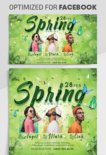 Green Simple Spring Coming Facebook Free Social Media Template PSD | by ...