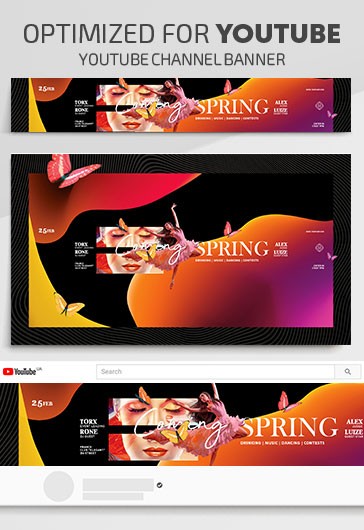 Spring Coming - Free Youtube Channel banner PSD Template - 10032320 ...