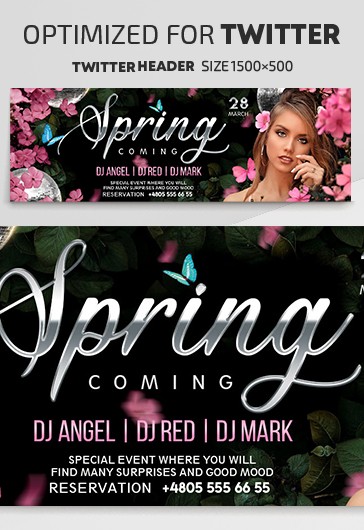 Black Floral & Plants Spring is Coming Twitter Premium Social Media ...