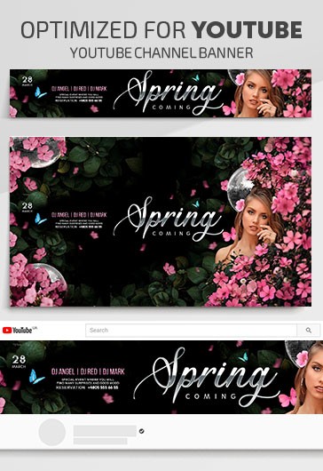 Black Floral & Plants Spring Coming Youtube Premium Social Media ...