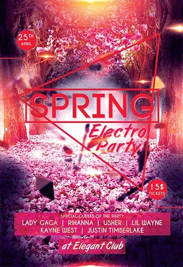 Spring Electro Party - Flyer PSD Template - 10017917 | by ElegantFlyer