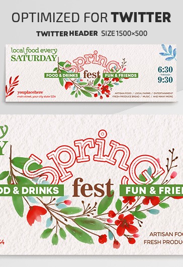 Spring Festival - Free Twitter Header PSD Template - 10032061 | by ...