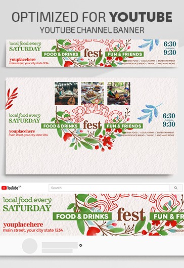 Spring Festival - Free Youtube Channel banner PSD Template - 10032062 ...