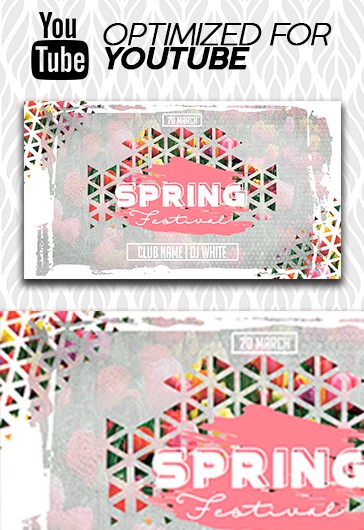 Pink Floral & Plants Spring Festival Youtube Free Social Media Template PSD