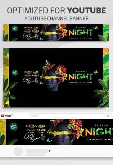 Spring Night - Free Youtube Channel banner PSD Template - 10029818 | by ...