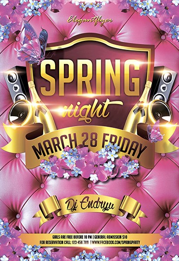Pink Artistic Spring night Premium Flyer Template PSD | by Elegantflyer