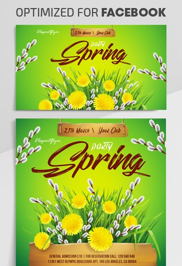 Green Floral & Plants Spring Party Premium Social Media Template PSD ...