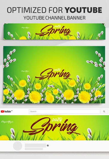 Green Simple Spring Party Youtube Premium Social Media Template PSD ...
