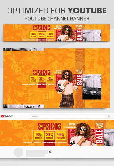 Spring Sale - Youtube Channel banner PSD Template - 10026567 | by ...