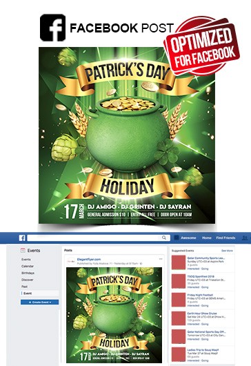 Green Professional St. Patrick’s Day Holiday Facebook Post Premium ...