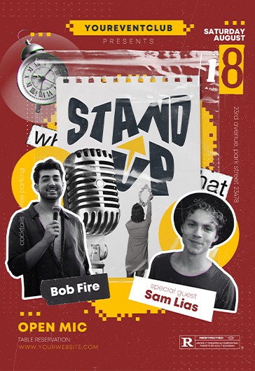 Red Creative Stand Up Event Premium Flyer Template PSD | by Elegantflyer