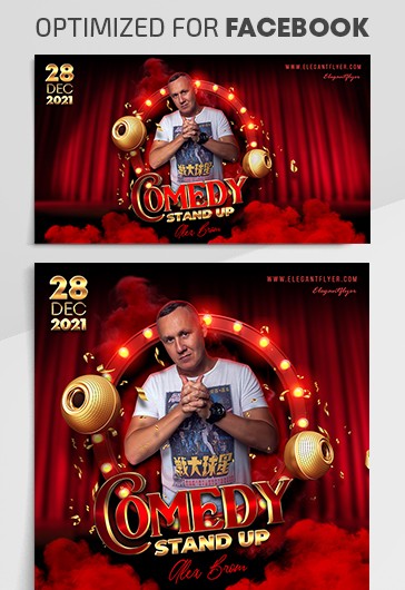 Red Luxury Stand Up Show Premium Social Media Template PSD | by ...
