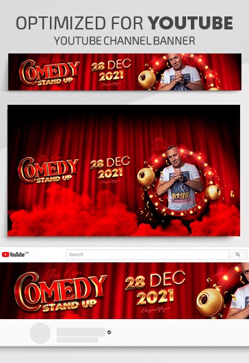 Red Simple Stand Up Show Youtube Premium Social Media Template PSD | by ...