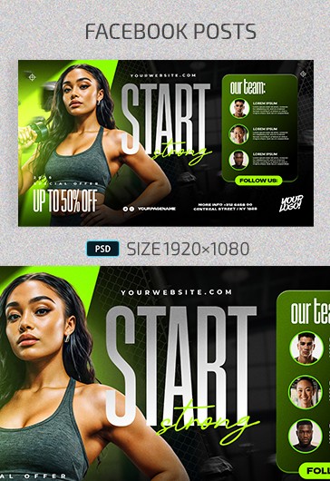 Green Brilho Iniciar Strong 2026 Fitness Post no Facebook Free Modelo ...