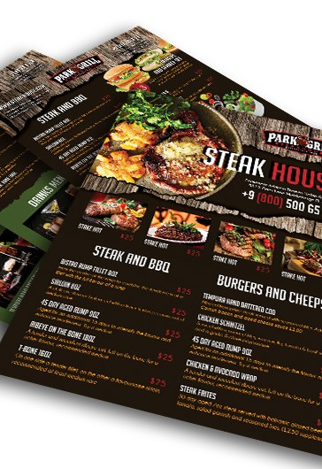 Steak House Menu – Premium Flyer PSD Template - 10018929 | by ElegantFlyer