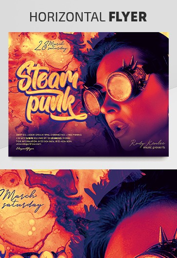 Multicolor Exclusive Steampunk Party Premium Flyer Template PSD | by ...