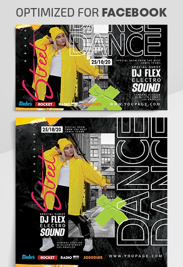 Black Modern Street Dance Facebook Premium Social Media Template PSD ...