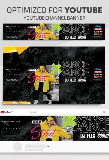 Black Creative Street Dance Youtube Premium Social Media Template PSD ...