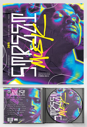 Purple Modern Street Music Free CD Album Cover Template PSD | by Elegantflyer