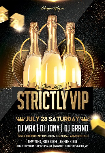 Black and Gold Luxury Strictly VIP Premium Flyer Template PSD | by ...