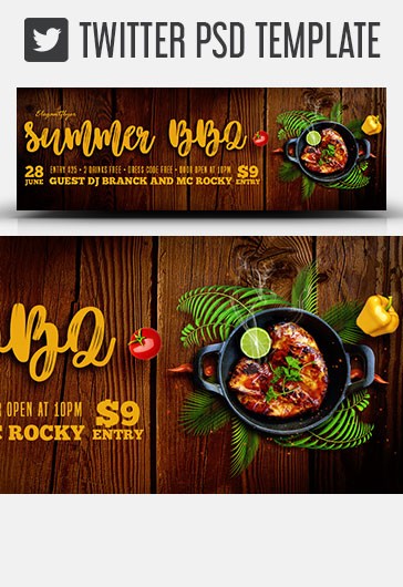 Summer BBQ - Free Twitter Header PSD Template - 10022762 | by ElegantFlyer