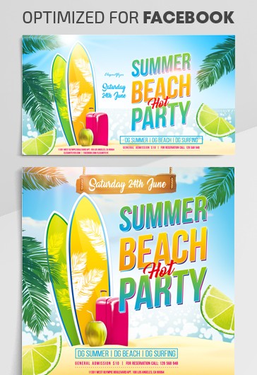 Blue Creative Summer Beach Party Premium Social Media Template PSD | by ...