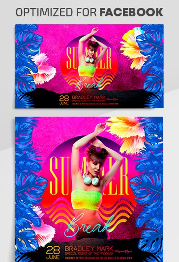 Blue Modern Summer Break Premium Social Media Template PSD | by ...