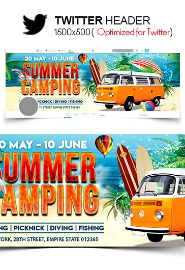 Summer Camping – Free Twitter Header PSD Template - 10022826 | by ...