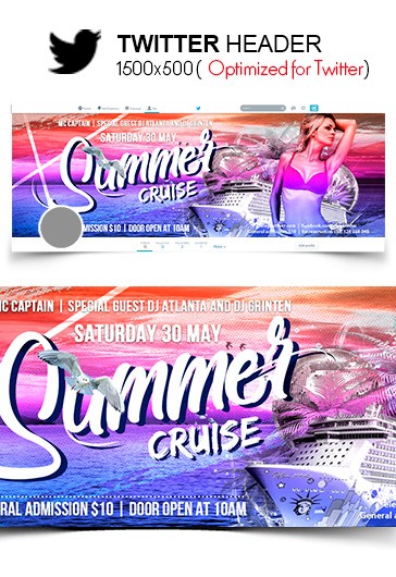 Summer Cruise – Twitter Header PSD Template - 10022939 | by ElegantFlyer