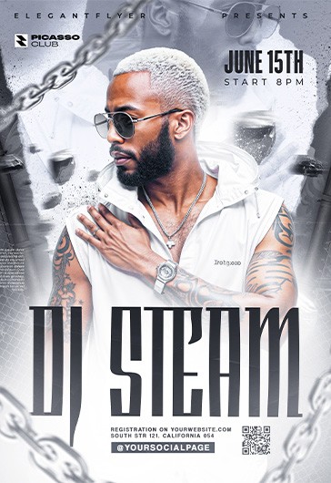 White Modern Summer DJ Party Premium Flyer Template PSD | by Elegantflyer