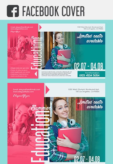 Blue Minimalist Summer Education Facebook Premium Social Media Template PSD