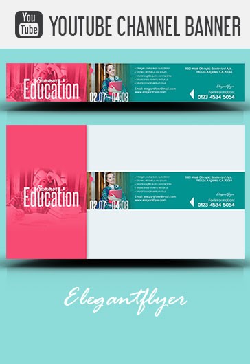 Blue Creative Summer Education Youtube Premium Social Media Template PSD