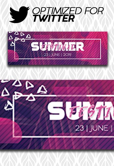 Purple Creative Summer Festival Twitter Premium Social Media Template PSD