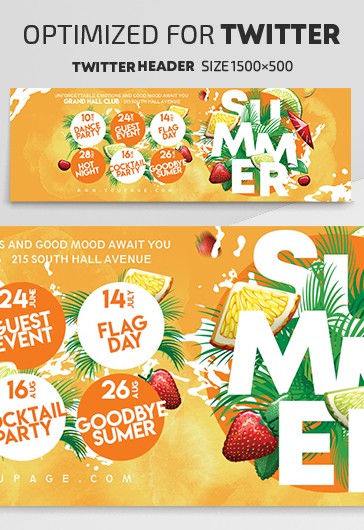 Summer - Free Twitter Header PSD Template - 10026629 | by ElegantFlyer