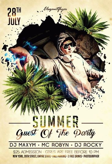 White Creative Summer Guest Of The Party Premium Flyer Template PSD ...