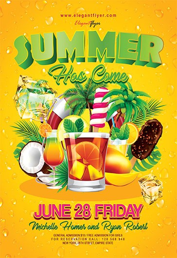 Yellow Simple Summer Has Come Premium Flyer Template PSD | by Elegantflyer